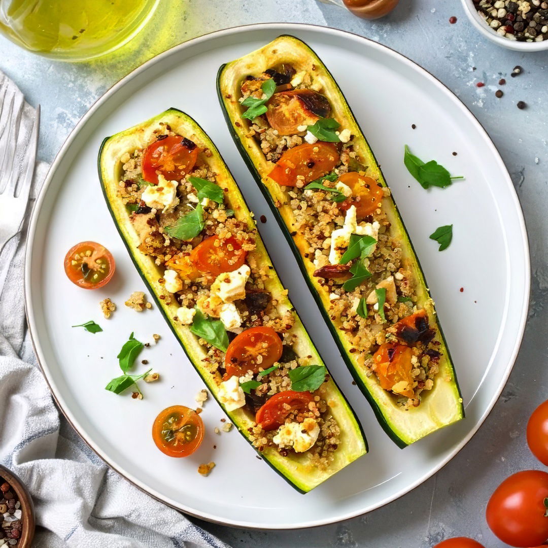 Gefüllte Zucchini mit Quinoa, Feta und Tomaten – Mediterrane Köstlichkeit