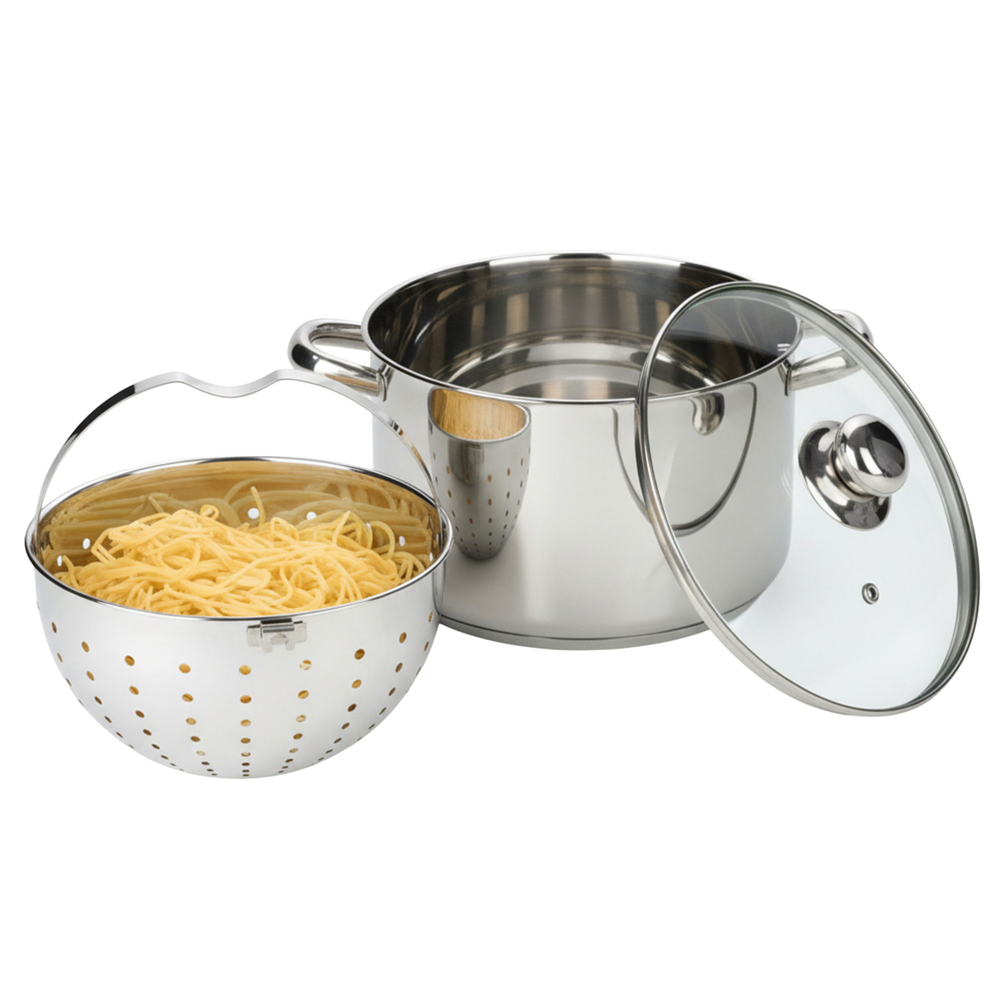 Stainless Steel Cooking Pot 24 cm | with Lid and Sieve | 23348
