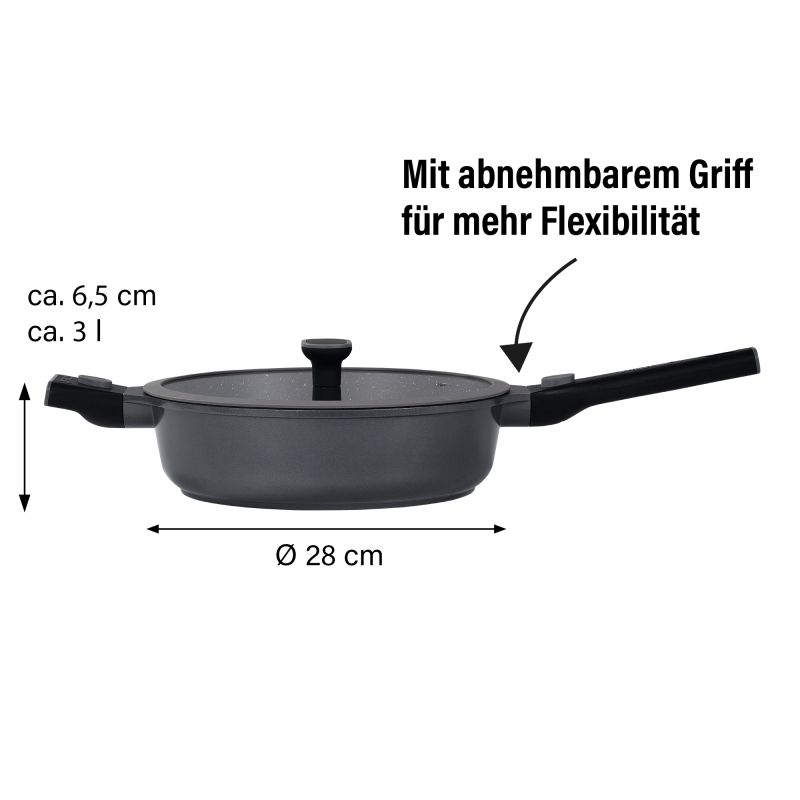 STONELINE® SMART Braising Pan 28 cm - manici rimovibili e coperchio in ...