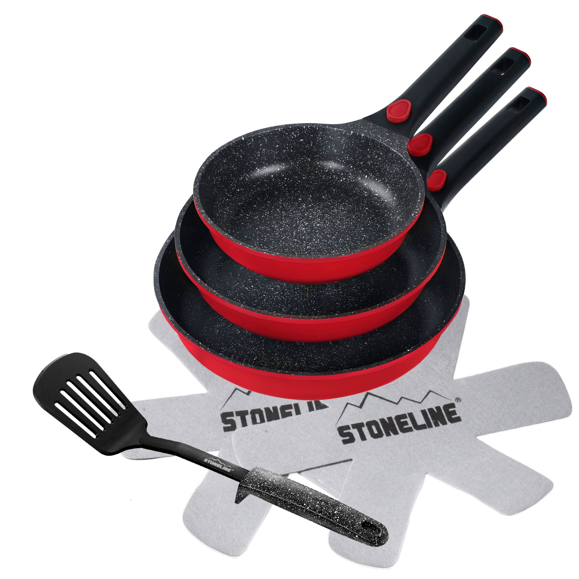 Frying Pan Set of 6 20/24/28 Removable Handle | without Lid - Red | 22469