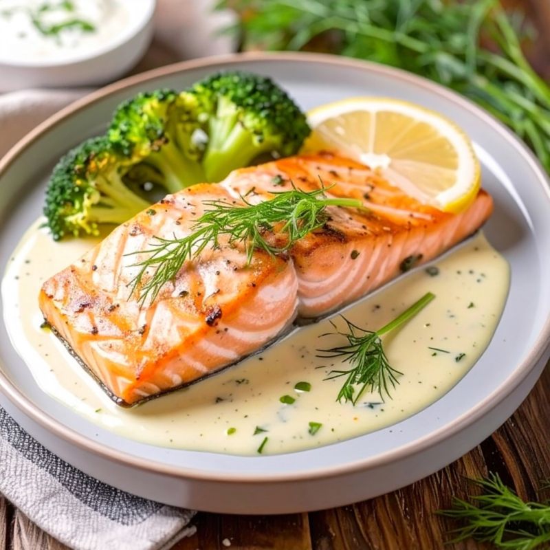 Lachsfilet mit Zitronen-Dill-Soße – Frisch, leicht & aromatisch